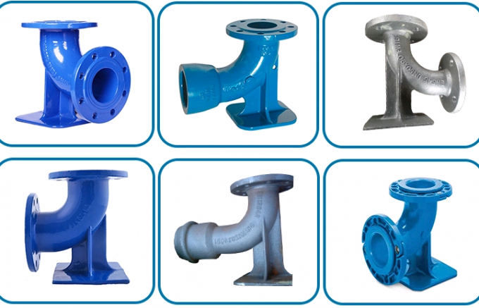 GGG40 Cast Iron Pipe Fittings Double Flanged 90 Degree Duck Foot Bend 230 Hardness