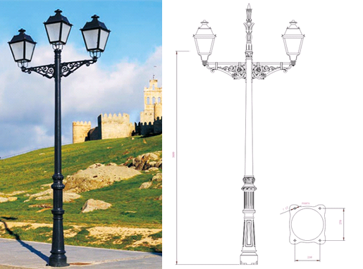 Antique Cast Iron Street Light Post Paris Triple Head Tall Post In ...