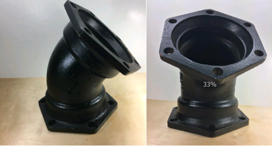 45 Degree Short Radius Elbow 350Di Ductile Iron AWWA C153 6" MJ Resin ...